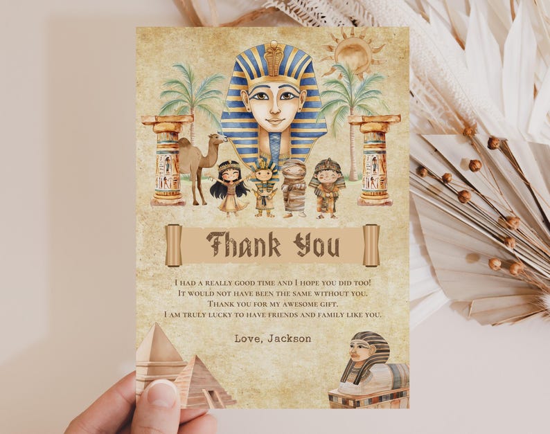 Ancient Egypt Birthday Thank You Card (editable Printable, Bir531) - Etsy