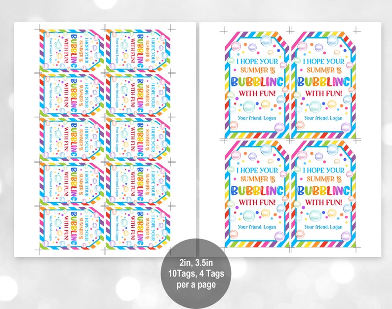 End of School Bubble Tags Summer Vacation Bubble Favor Tag - Etsy