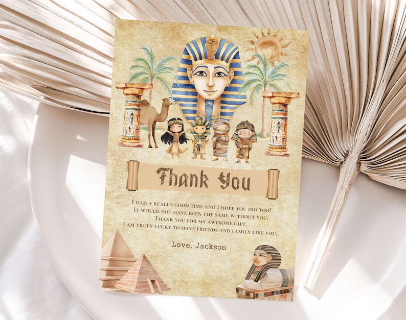 Ancient Egypt Birthday Thank You Card (editable Printable, Bir531) - Etsy