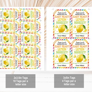 Lemon Appreciation Tag End of School Year Summer Lemon Gift Tag Teacher ...