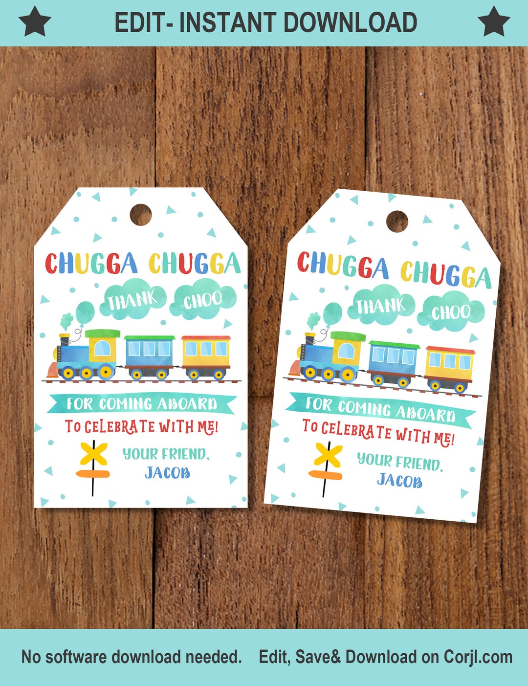 Train Favor Tags Birthday Party Favor Tags Train Birthday Thank You ...