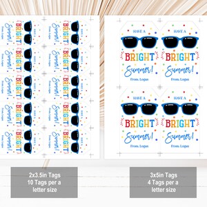 Have a Bright Summer End of the Year Tag Classroom Gift Tag Sunglasses ...