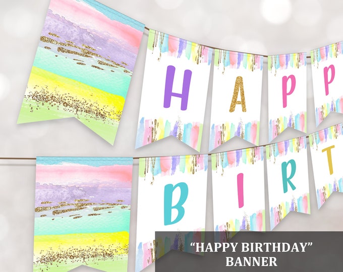 Paint Party Banner, Art Party, Pastel Paint Party, Rainbow Party, Art ...