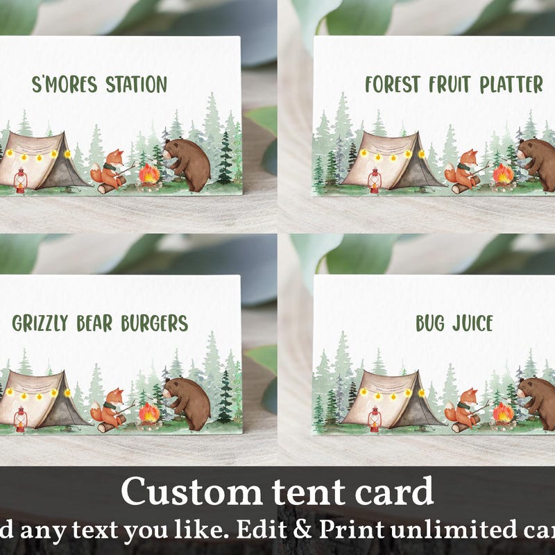 Camp Theme Table Cards - Etsy UK