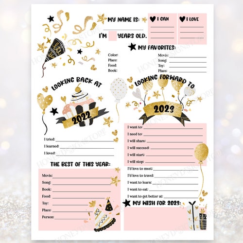 Kids Year in Review Printable New Years Activity 2023 New - Etsy