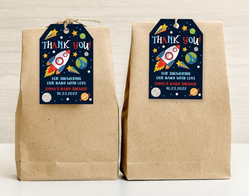 Baby Shower Favor Tags: Space Galaxy Theme (editable Download Bab45) - Etsy