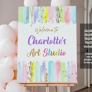 Art Birthday Party Welcome Sign Painting Party Welcome Poster Editable ...