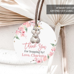 Bunny Birthday Thank You Tags Rabbit Label Spring Party Easter Girl ...