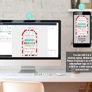 Christmas Bubble Tag Bright & Bubbly Holidays Tag Christmas Favor Tag ...