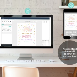 Pastel Rainbow Welcome Sign Rainbow Birthday Welcome Poster Girl ...