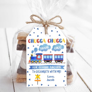 Train Birthday Tag/ Train Favor Tag/ EDITABLE INSTANT | Etsy