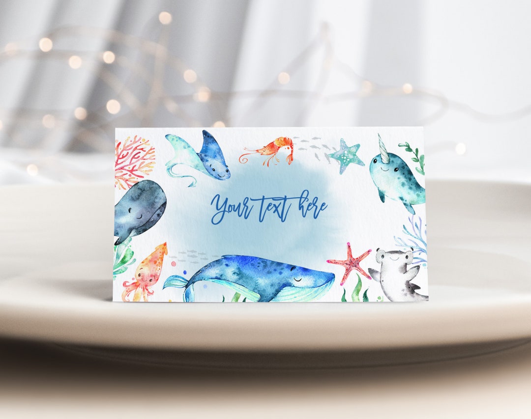 Editable Sea Food Labels Sea Place Card Ocean Table Tents Baby Shower ...