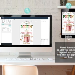 POPPIN Tag Merry Christmas Tag Popcorn Gift Tag Kids Classroom Gift Tag ...