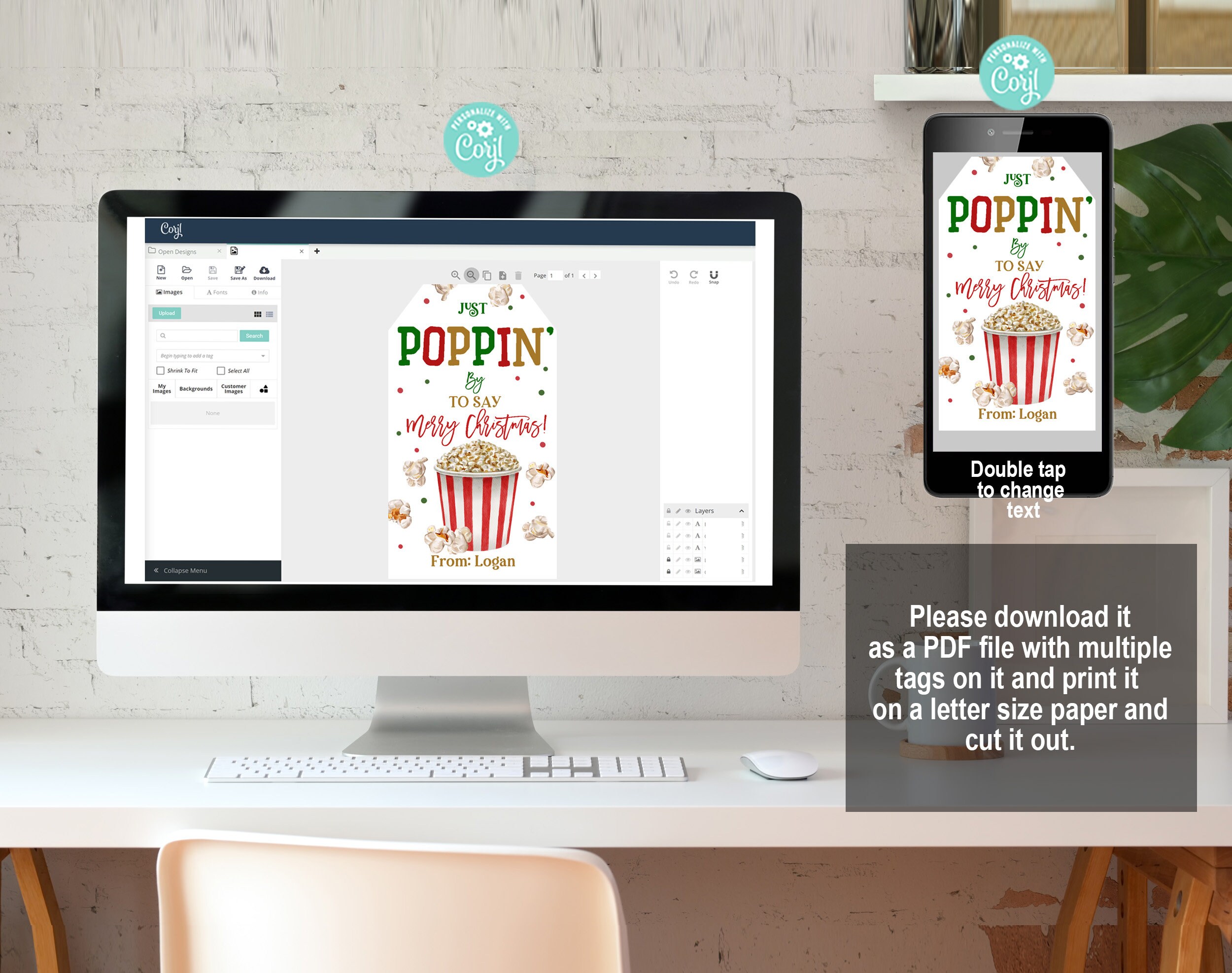 Popcorn Christmas Gift Tags - Editable Printable for Kids & Teachers ...
