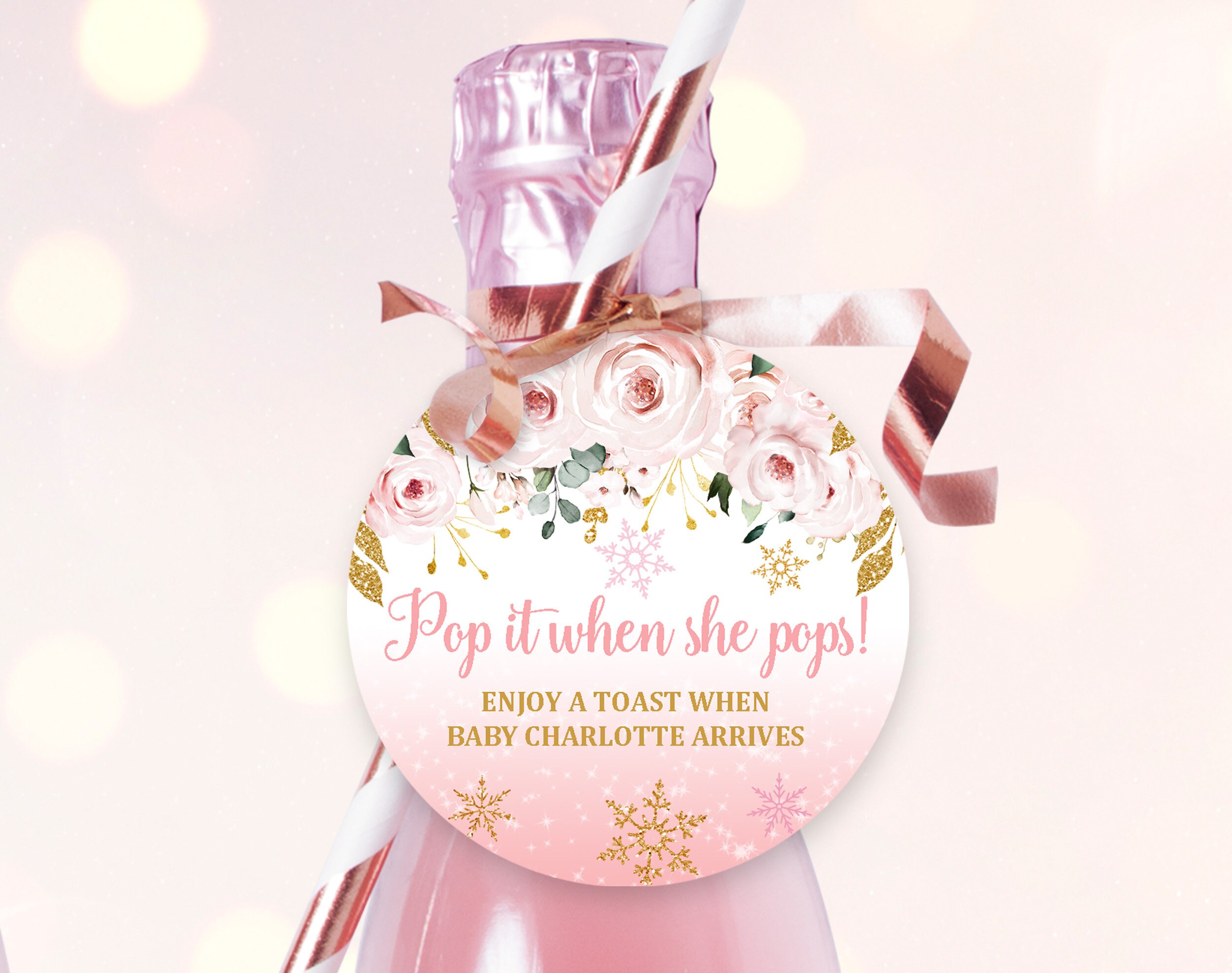 Winter Pop It Tag Floral Snowflake Pop It When She Pops Tag - Etsy