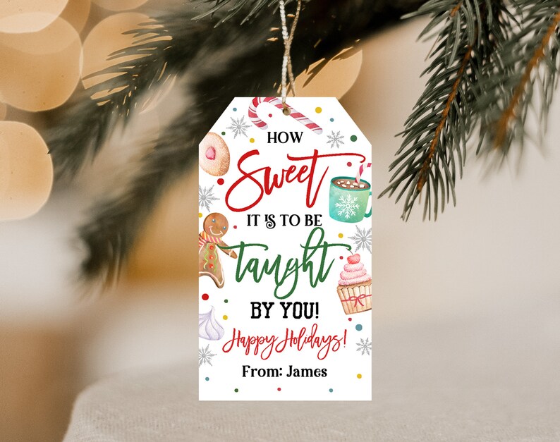 Holiday Teacher Gift Tags - Sweet Candy and Cookie Treat Labels Cht45 ...