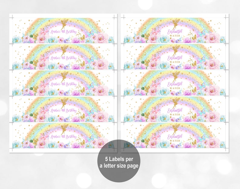 Fairy Birthday Water Bottle Labels Enchanted Magical Floral - Etsy