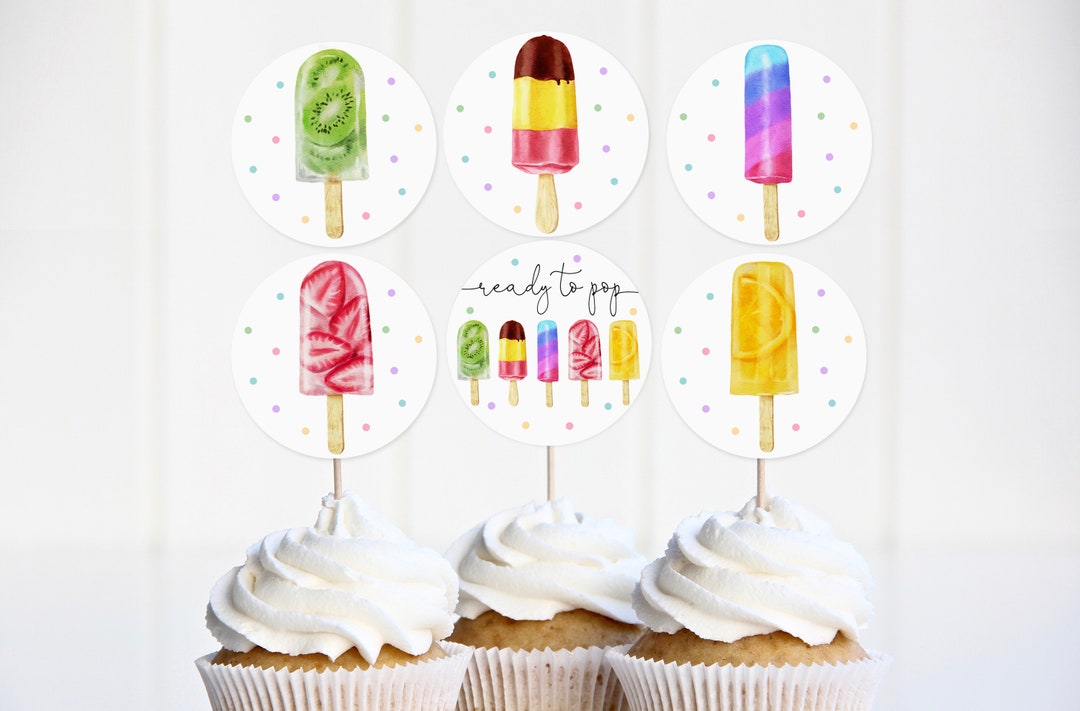 Cupcake Toppers: Popsicle and Sprinkle Party Tags (printable Bab193) - Etsy