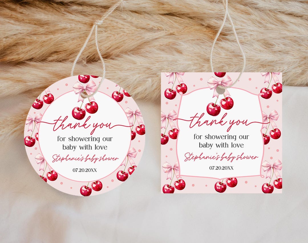 Cherry Favor Tag Template Cherry on Top Baby Shower Gift Label Editable ...