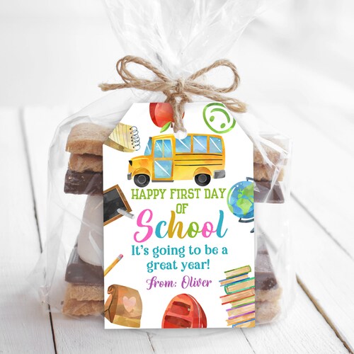 EDITABLE Back to School My Teacher Gift Tag Bright School - Etsy