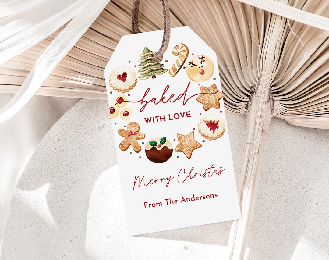 Baked With Love Tag Editable Christmas Tag Printable Christmas Cookie ...