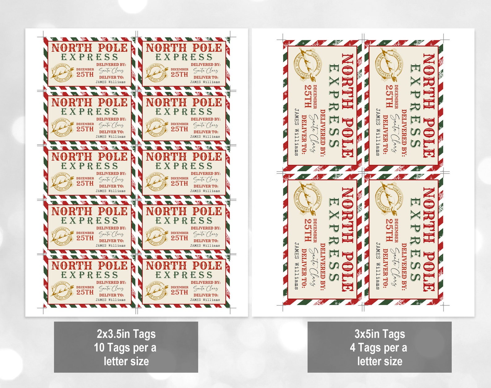 Christmas Gift Tags: North Pole Express - Editable Printable Stickers ...