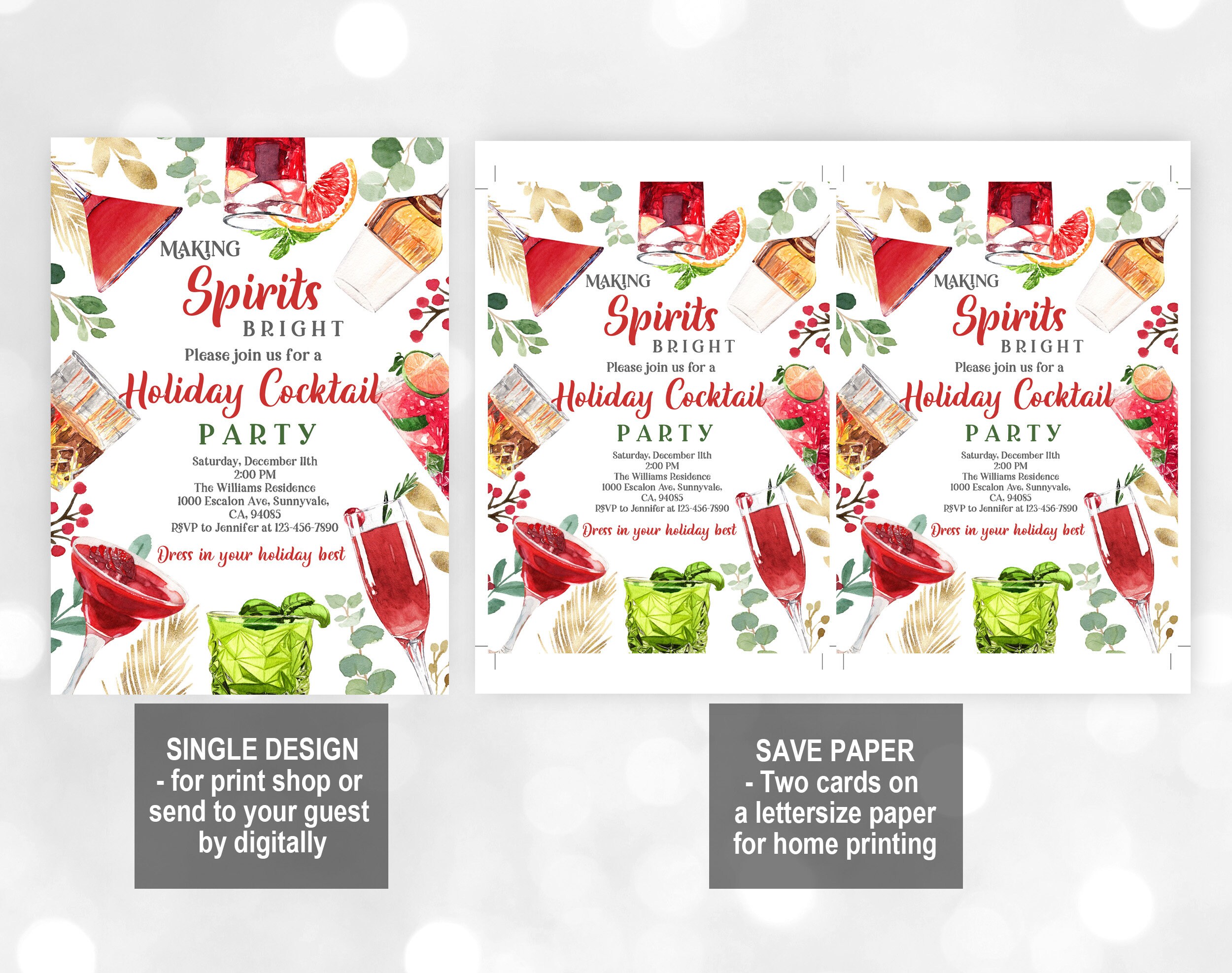 Christmas Cocktail Party Invitation Holiday Cocktail Party - Etsy
