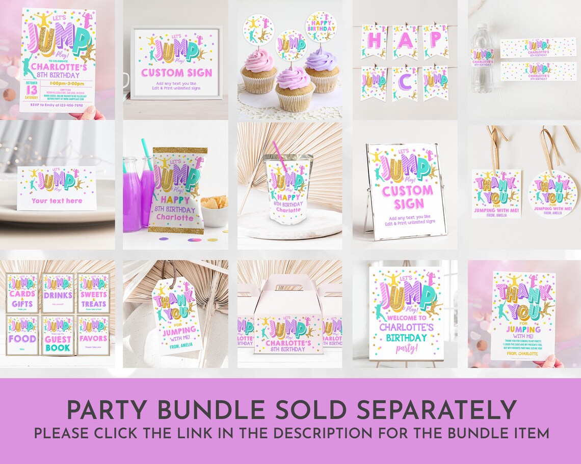 Welcome Sign: Jump Birthday Party - Editable Digital Download Bir66 - Etsy