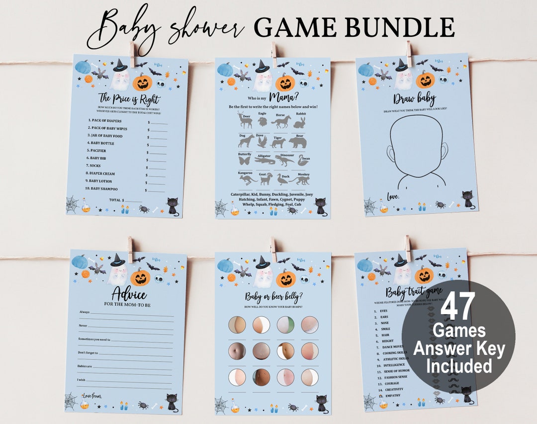 Little BOO Ghost Baby Shower Games Bundle Blue Ghost Baby Shower Game ...