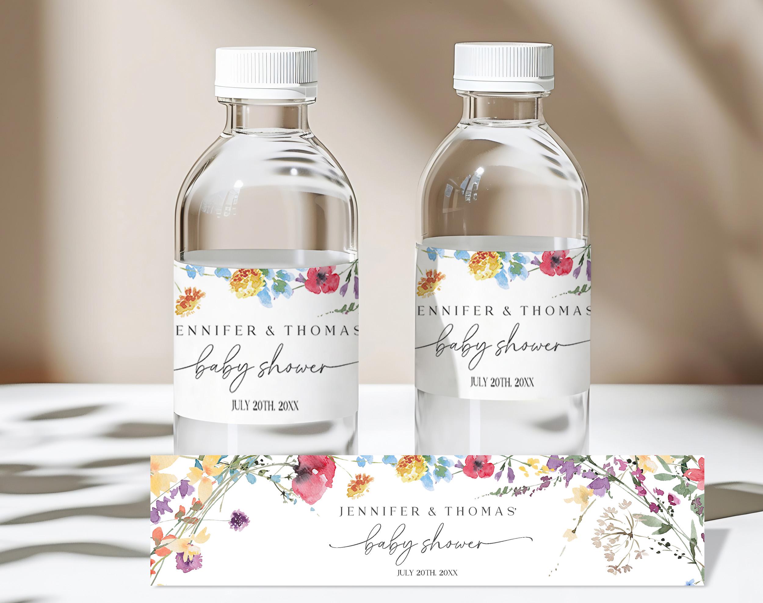 Wildflower Water Bottle Labels: Editable Baby Shower Floral Decor ...