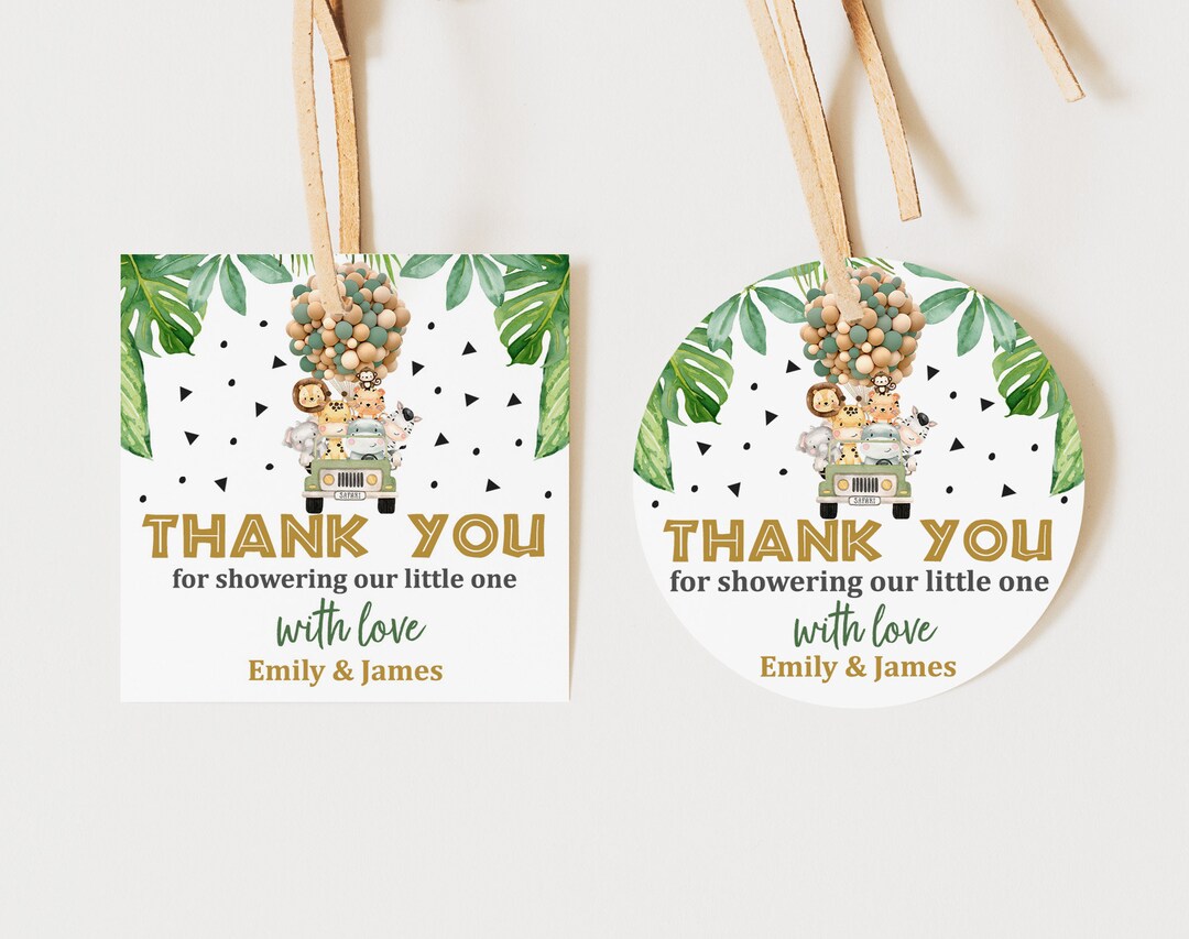 Jungle Stickers Safari Baby Shower Favor Label Safari Animals Baby ...