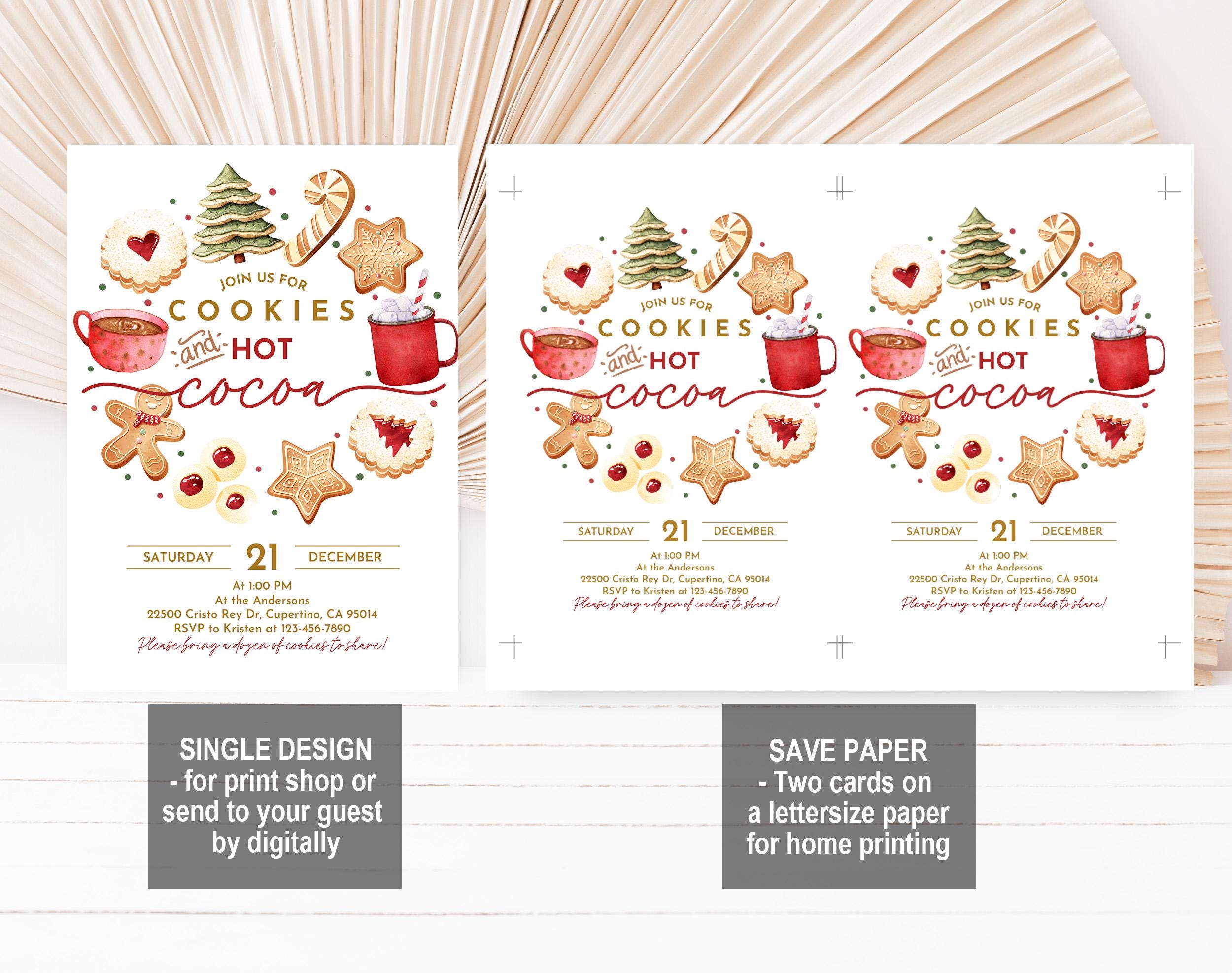 Hot Cocoa Party Invitation: Editable Christmas Cookies Theme ...