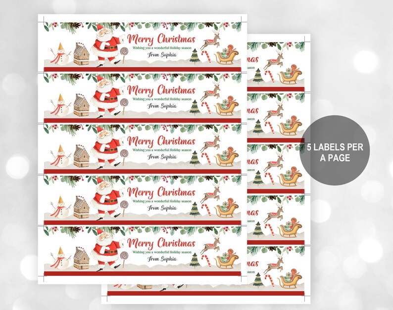 Christmas Water Bottle Labels, Santa Design, Editable (printable Party ...