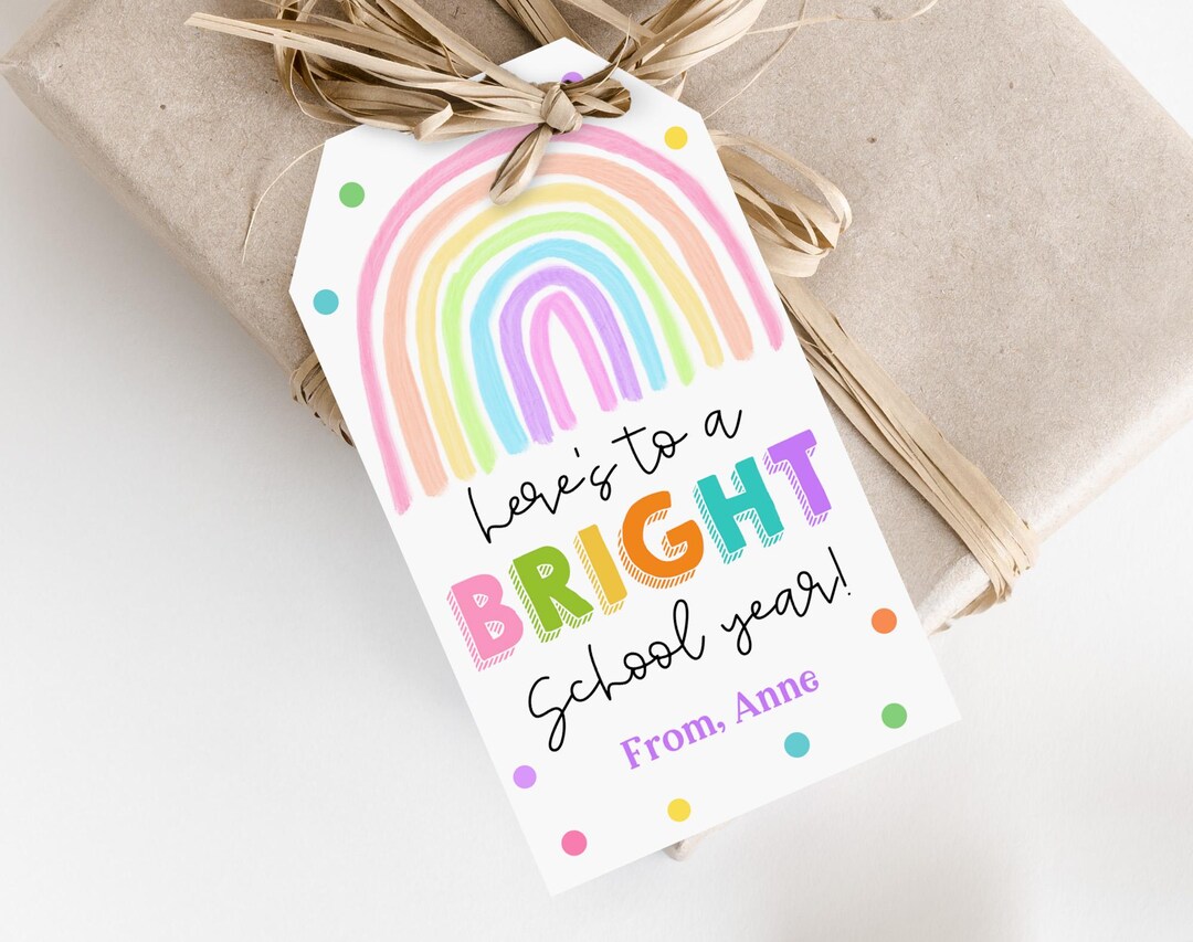 Back to School Gift Tags, Rainbow Printable (editable PDF Bst60) - Etsy