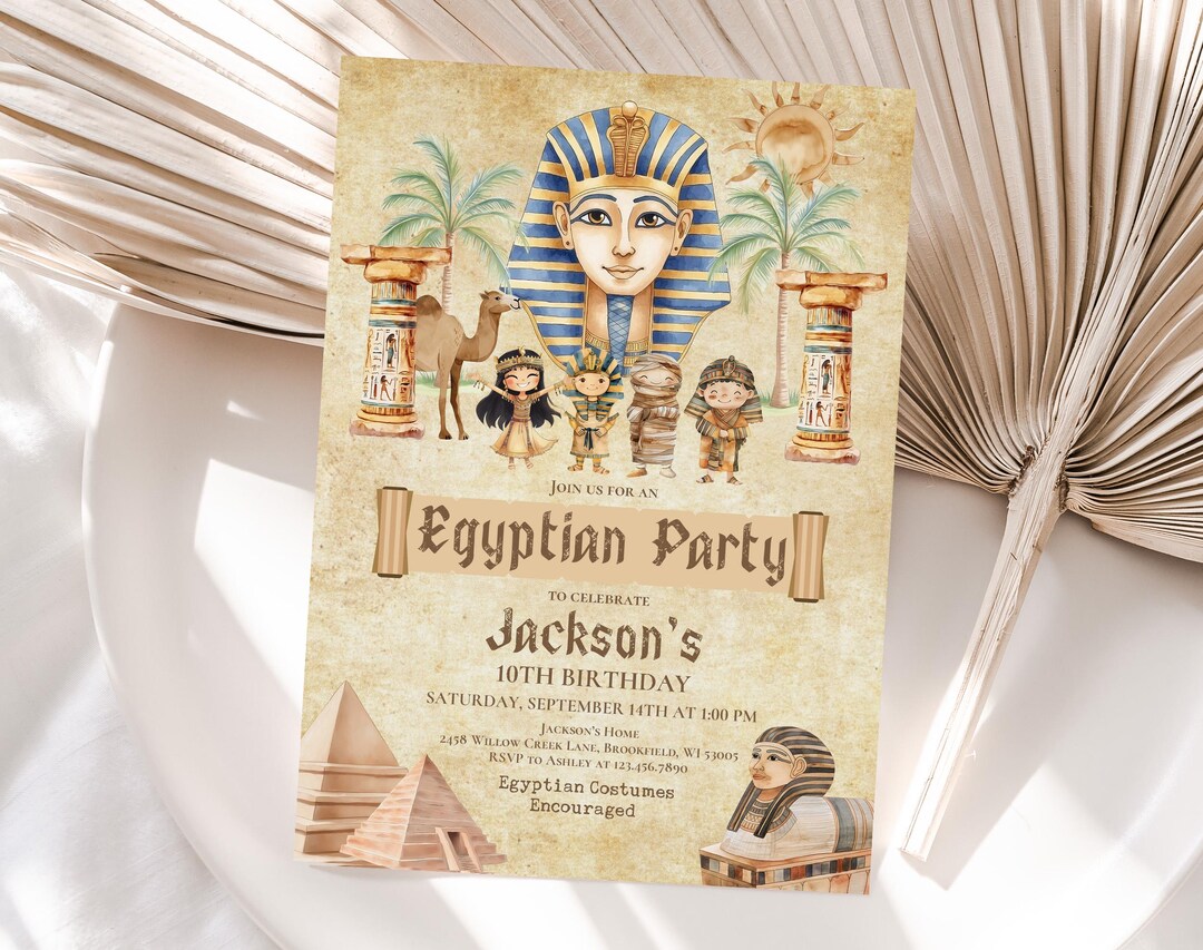 Kids Birthday Invitation: Ancient Egypt Adventure - Editable Design ...