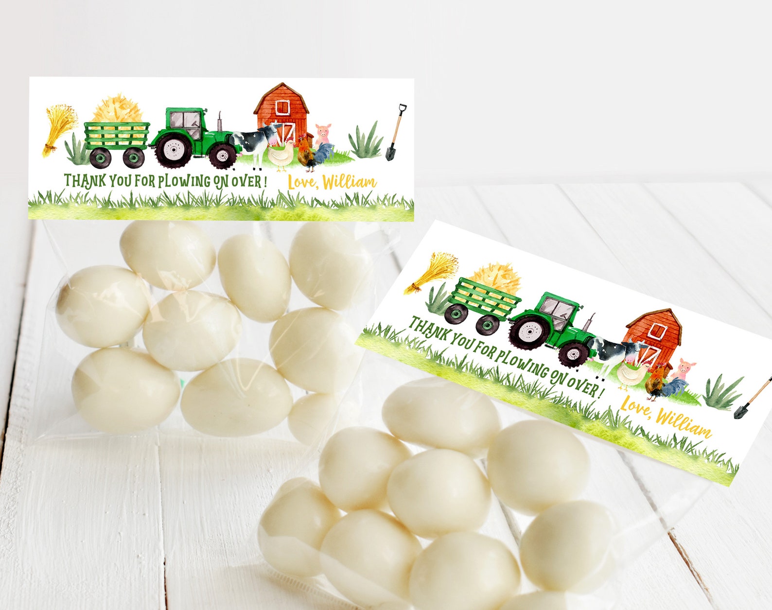 Tractor treat bag toppers/ Farm birthday favor/ EDITABLE/ | Etsy