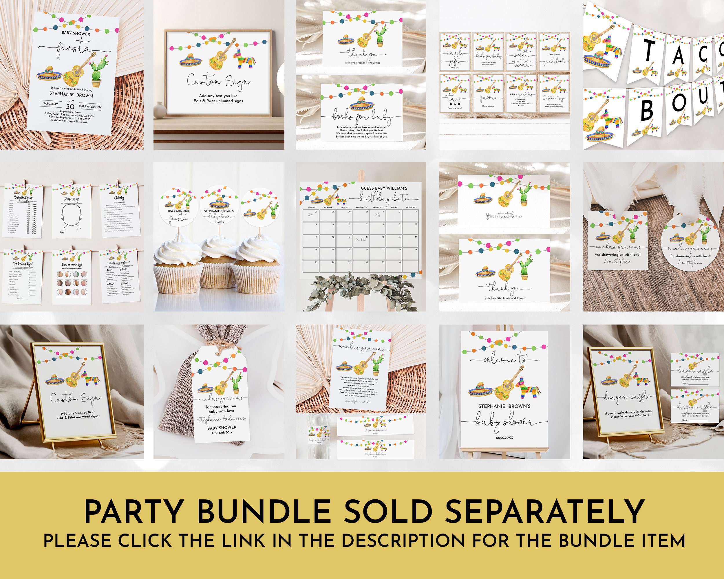 Diaper Raffle Ticket: Fiesta Baby Shower - Editable, Mexican Taco Theme ...