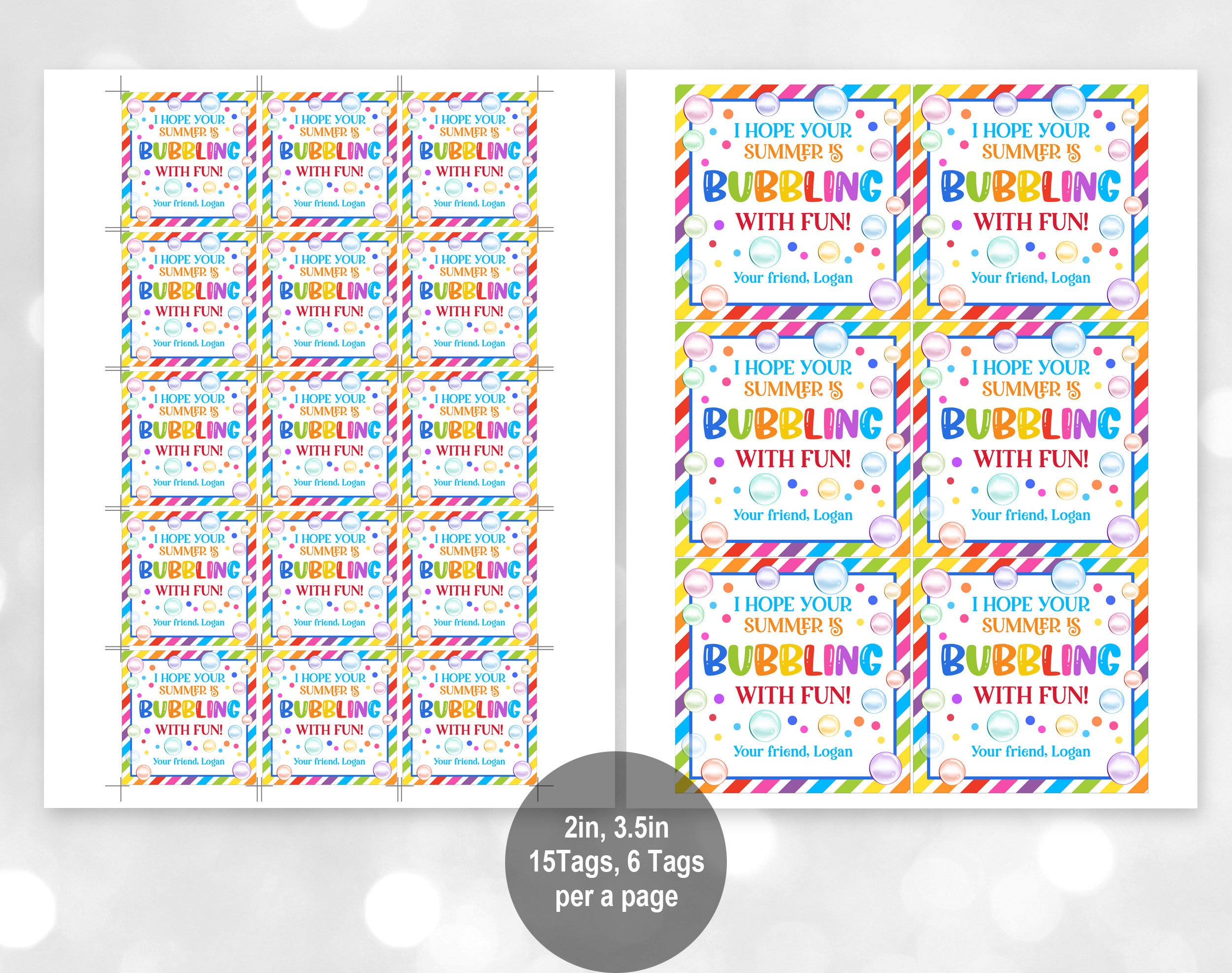 End of School Bubble Tags Summer Vacation Bubble Favor Tag - Etsy