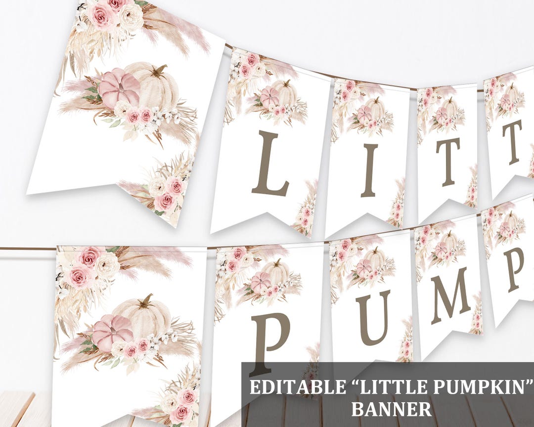 Fall Pumpkin Baby Shower Banner Printable Little Pumpkin Banner ...
