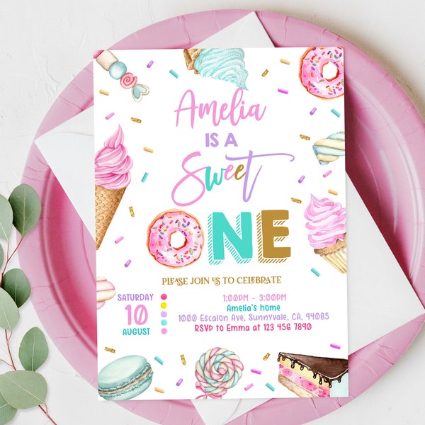One Sweet One Birthday Invitation - Etsy