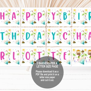 Hawaiian Birthday Banner Printable Tropical Banner Luau Party Bunting ...