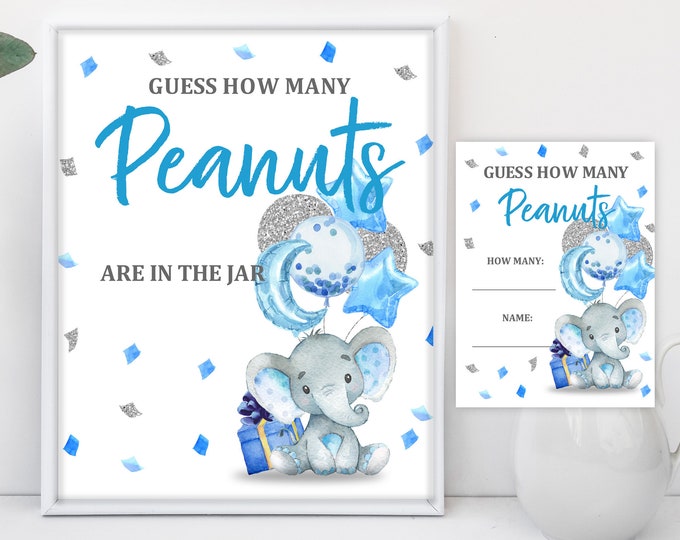 Elephant Baby Shower Games Package, Printable INSTANT DOWNLOAD Digital ...