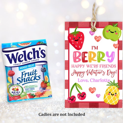 Printable Valentine's Day Fruit Snack Cards Berry Happy - Etsy