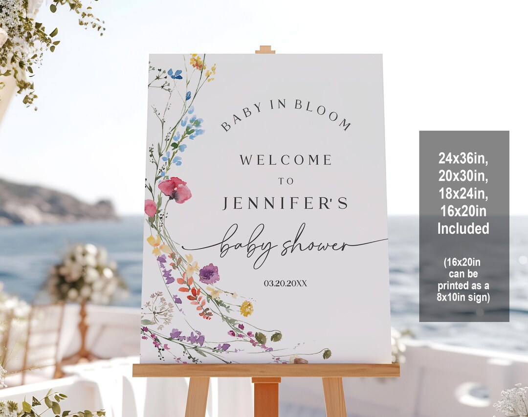 Wildflower Baby Shower Welcome Sign Template Wildflower Shower Welcome ...