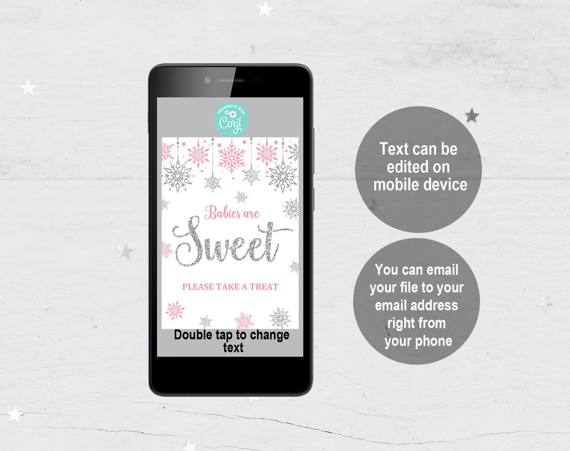 Sweets and Treats Sign Winter Party Sign Pink Silver Snowflake - Etsy