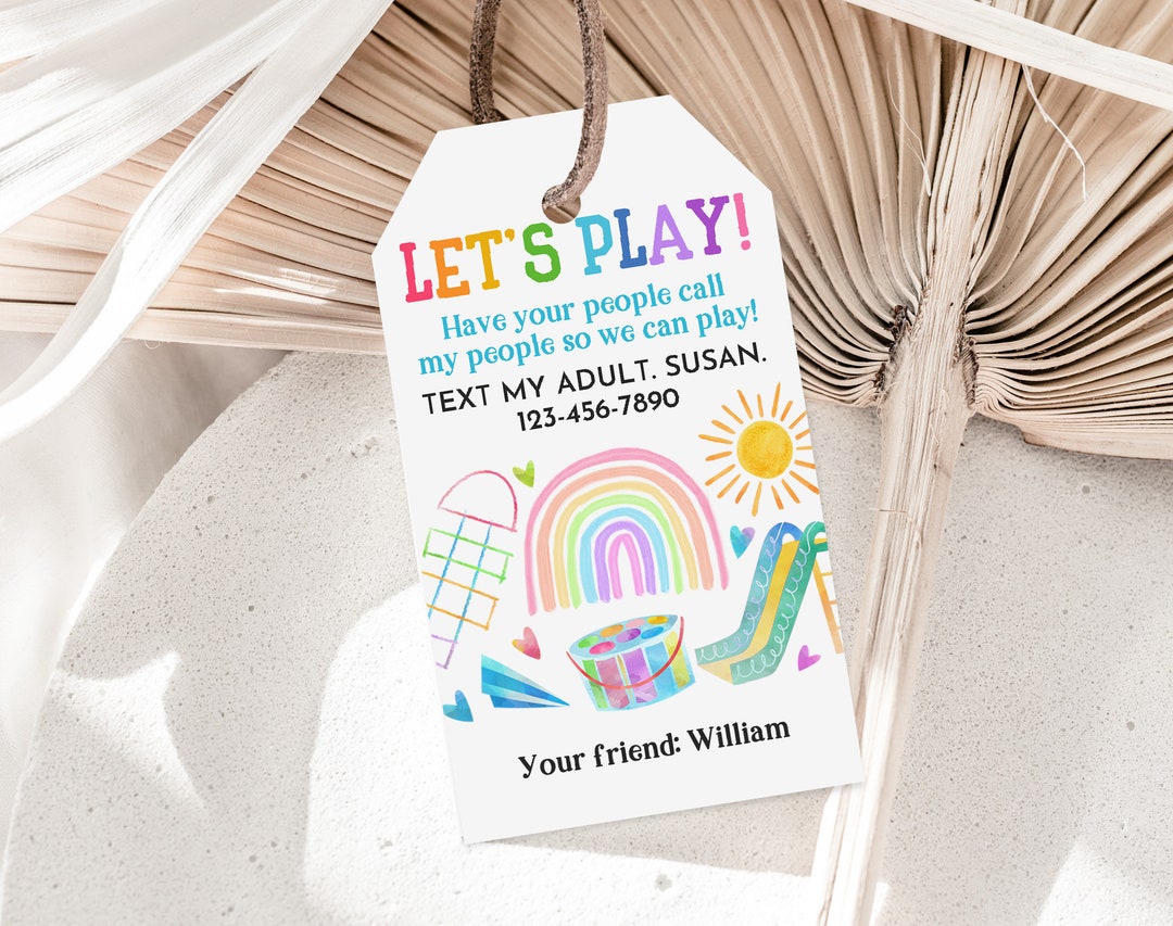 Editable End of School Tags Kids Play Date Calling Tag Summer Play Date ...