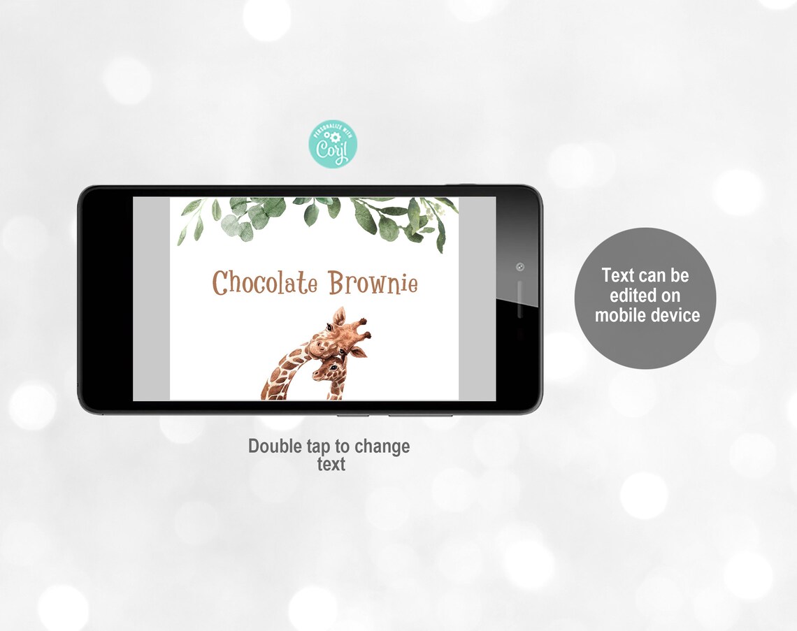 Giraffe Baby Shower Food Tent Card/ Printable Food Place Card/ - Etsy