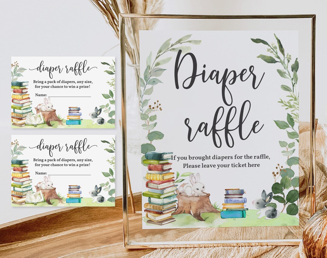 Storybook Baby Shower Diaper Raffle Sign Ticket Template Printable Book ...