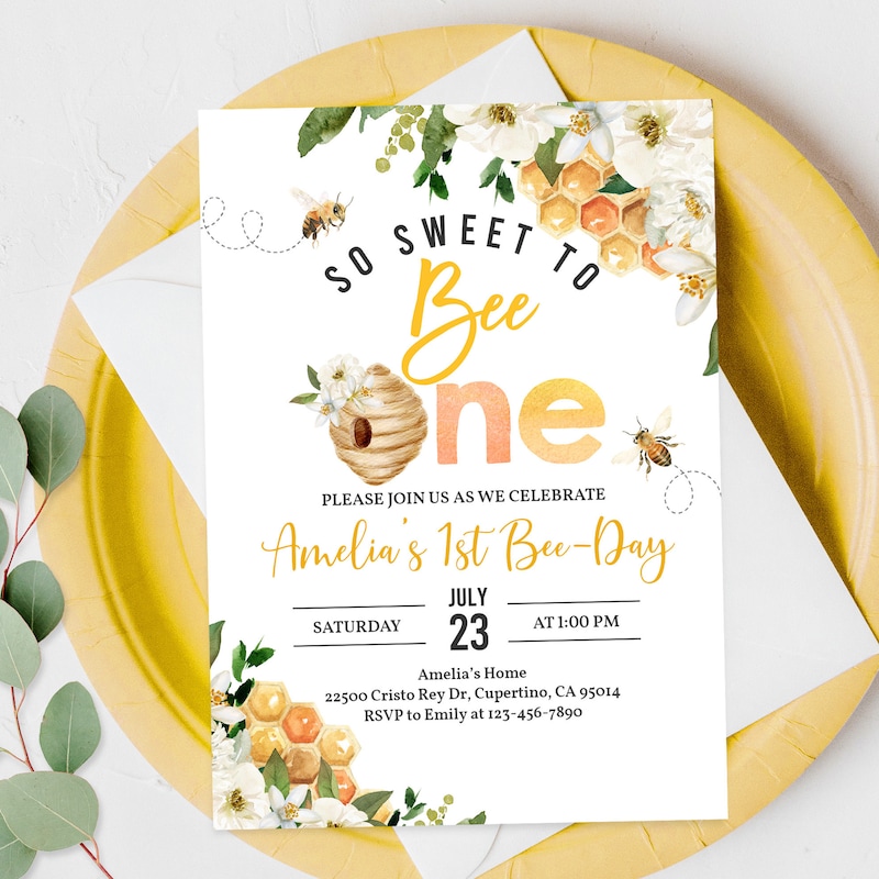 Bee Birthday Invitation - Etsy