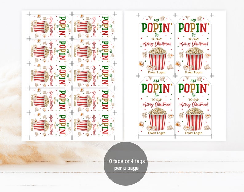POPPIN Tag Merry Christmas Tag Popcorn Gift Tag Kids Classroom - Etsy